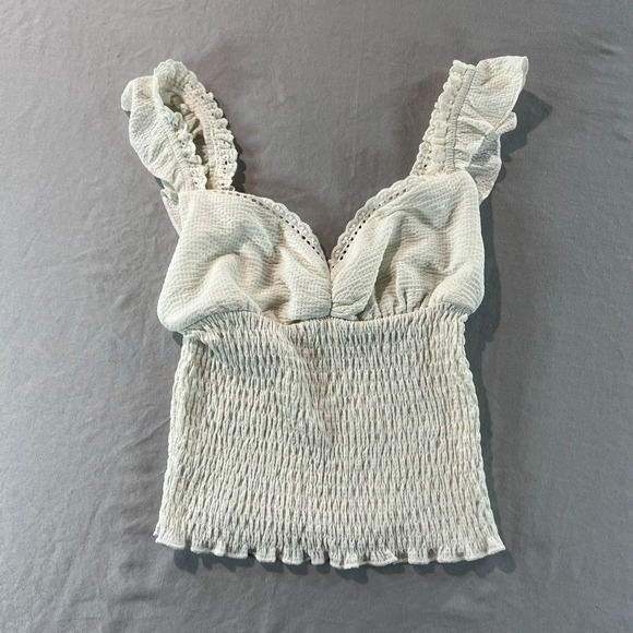Urban Outfitters | Tops | Urban Outfitters White Smocked Lace Trim Tank ...